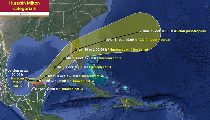 Huracán Milton en México: trayectoria minuto a minuto EN VIVO