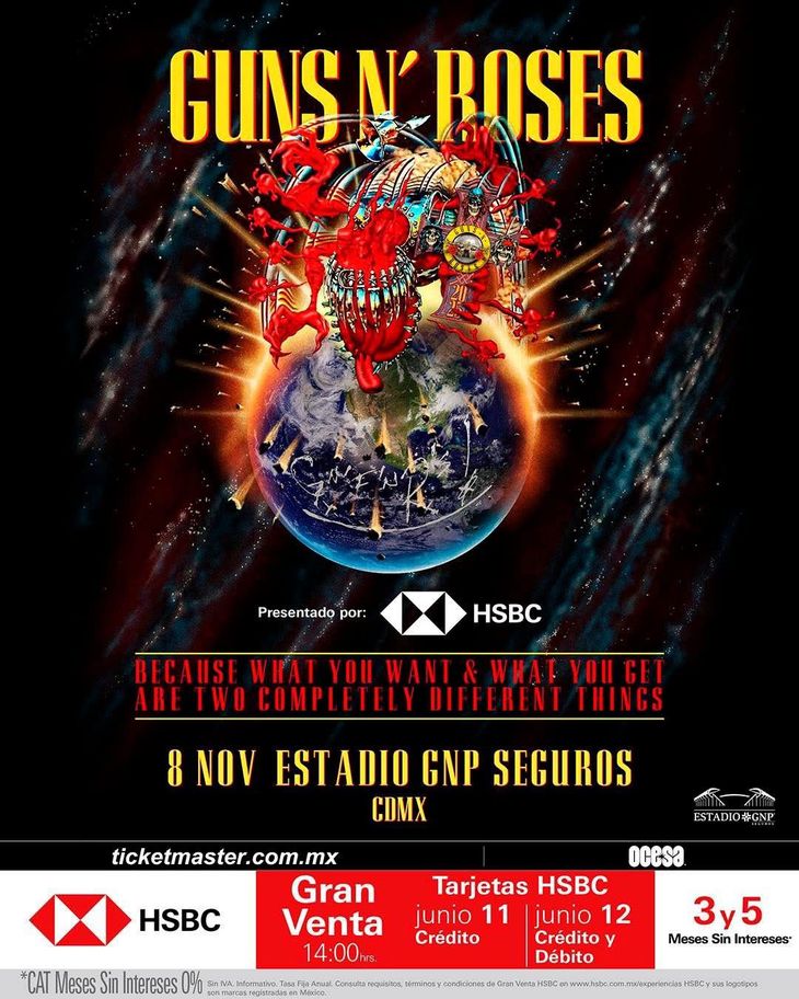 GUNS N´ ROSES en MÉXICO 2025: fechas, preventa de boletos y precios confirmados