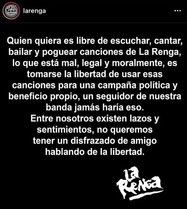 Panic show de La Renga sonó en el acto de Javier Milei, qué había dicho ...