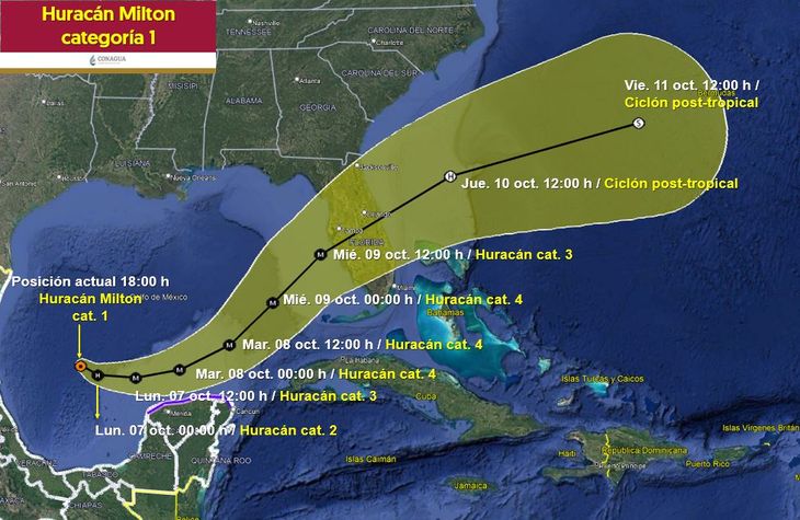 Huracán Milton en México: día y hora exacta que tocará tierra