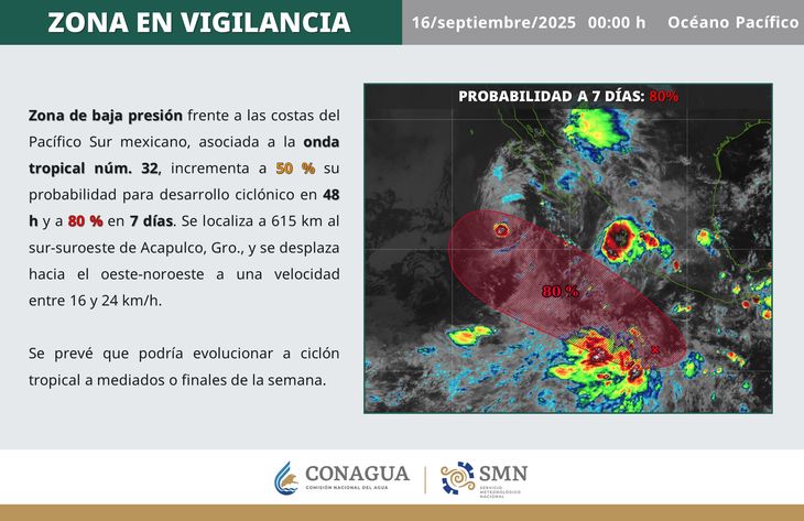 Conagua advierte por la formación del CICLÓN TROPICAL NARDA en el Pacífico: hay 4 ESTADOS de ...