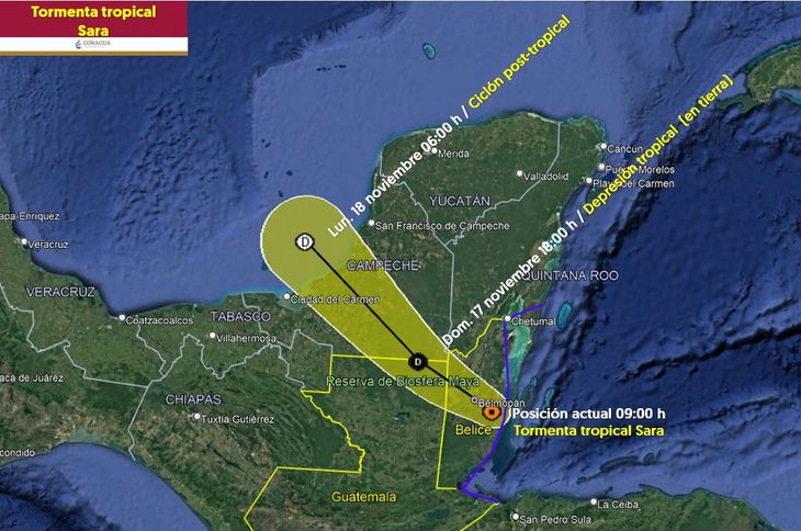 Tormenta tropical Sara llega a México: sigue la trayectoria EN VIVO ...