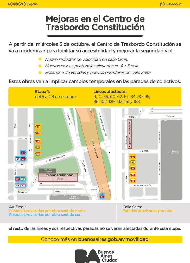 Comienzan obras de seguridad vial en el Centro de Trasbordo Constitución