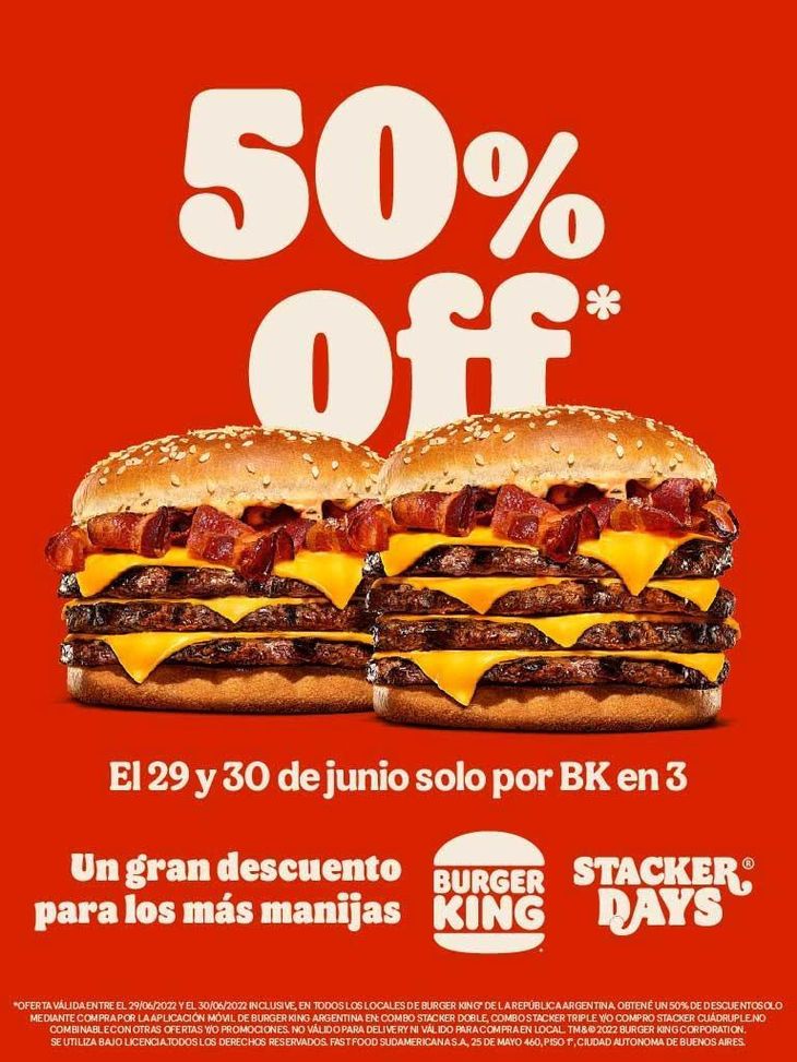 Burger King celebra su Stacker Day con descuento de 50%