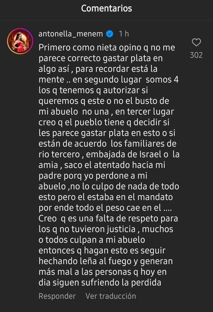 La nieta de Carlos Menem publicó un duro mensaje contra Javier Milei: Es una falta de respeto ...